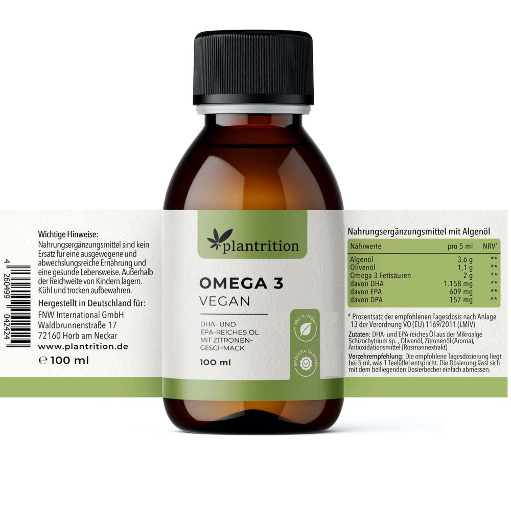 Plantrition Omega 3 Vegan Algenöl Epa And Dha Flüssig 100ml